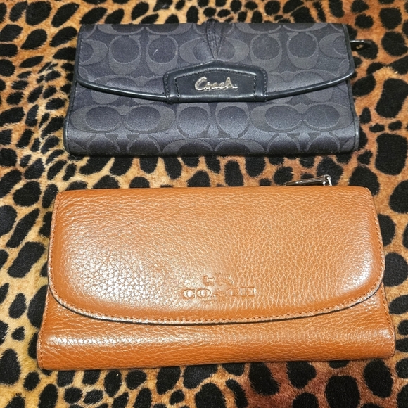 Coach | Bags | Coach Bundle 2 Long Wallets Guc Black Light Brown | Poshmark